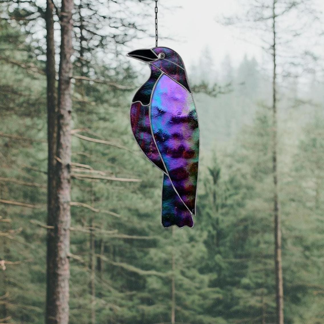 Raven Stained Glass Pattern: Blackbird Window Hanging (PDF & PNG) - Etsy