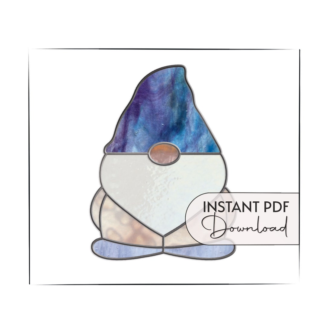 Stained Glass Gnome Pattern, Gemstone and Glass Gnome Gift, Digital Download, Diy Stained Glass ...
