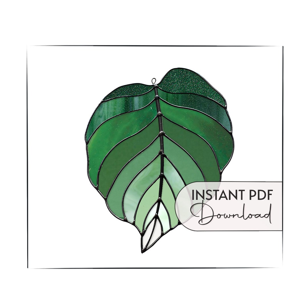 Stained Glass Leaf Pattern, Giant Leaf Stained Glass Copper Foil ...