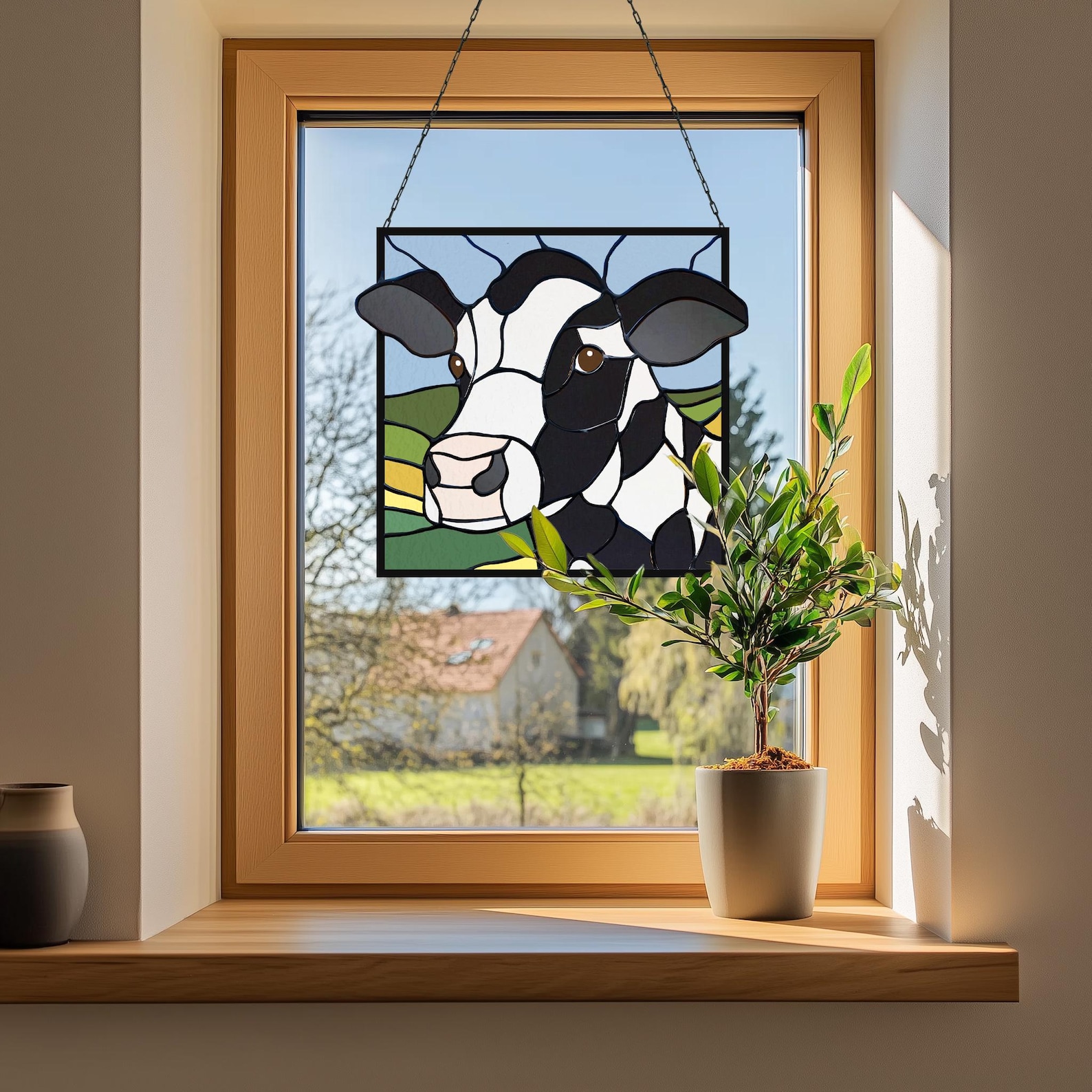 Holstein Cow Stained Glass Pattern: Modern Farmhouse Decor (PNG & PDF ...