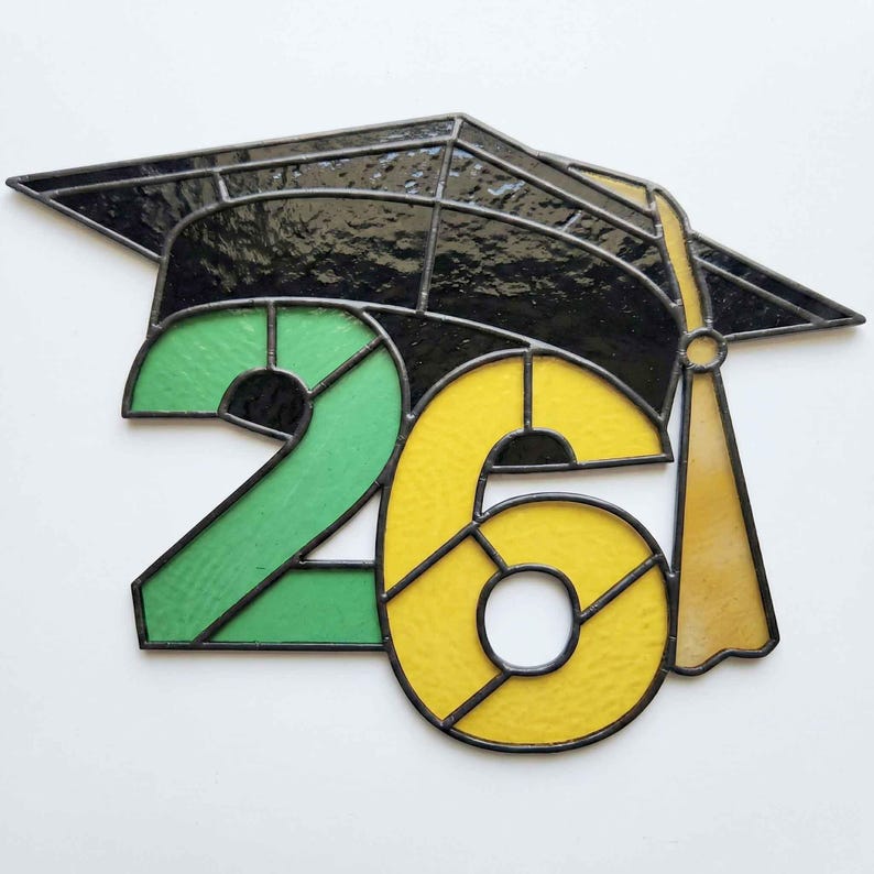 Stained Glass Graduation Cap Pattern: Class of 2026 Gift (SVG, PDF, PNG ...