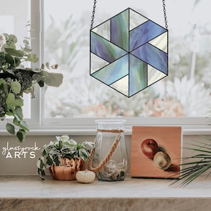 Beginner Stained Glass Hexagon Geometric Pattern, Modern Stained Glass ...