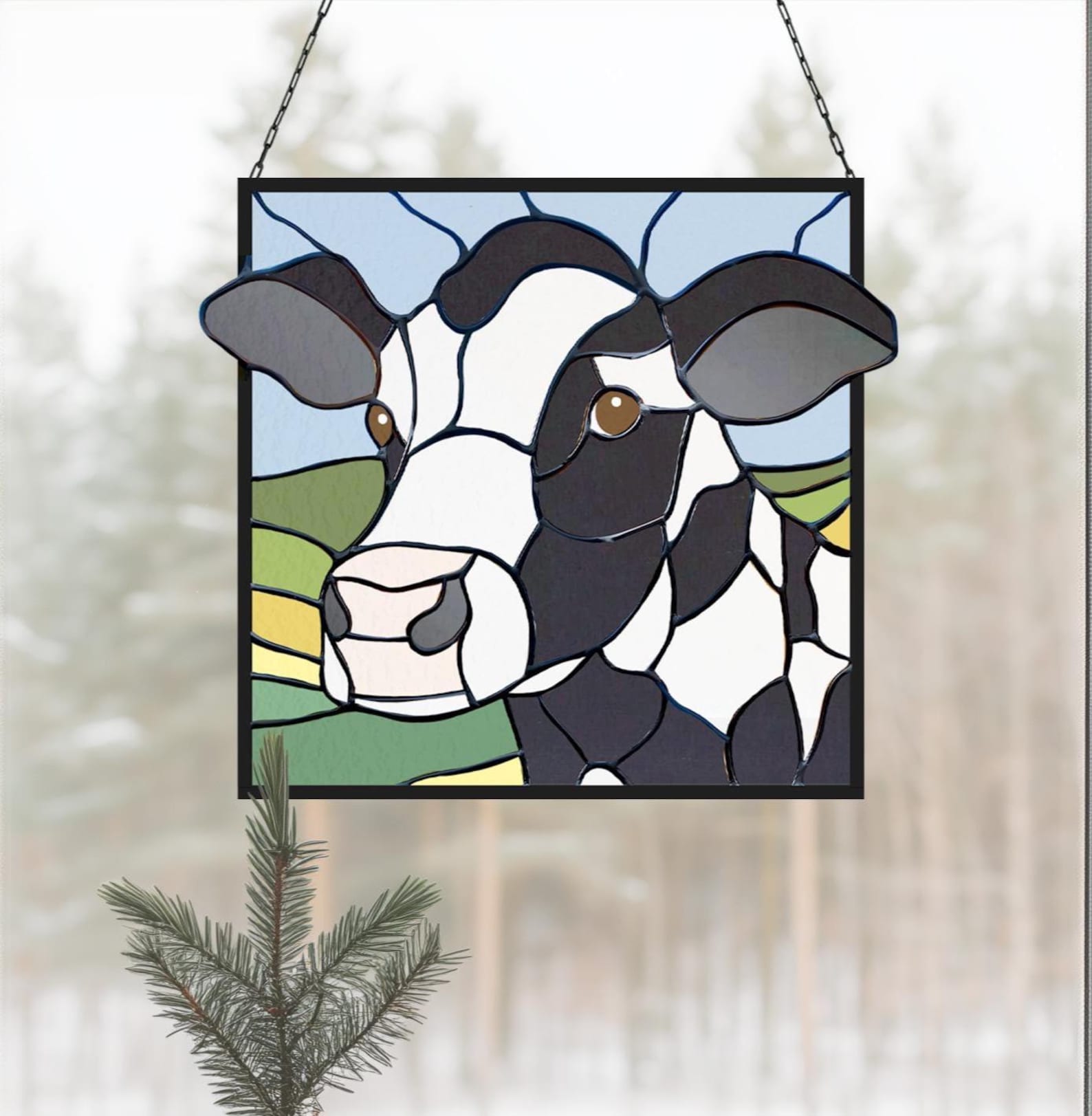 Holstein Cow Stained Glass Pattern: Modern Farmhouse Decor (PNG & PDF ...