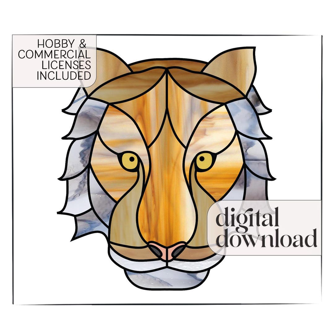 Stained Glass Tiger Pattern for Sun Catchers, Digital Download, Stain ...