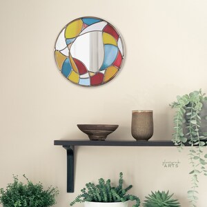 Round Organic Stained Glass Mirror Pattern, Round Stained Glass ...