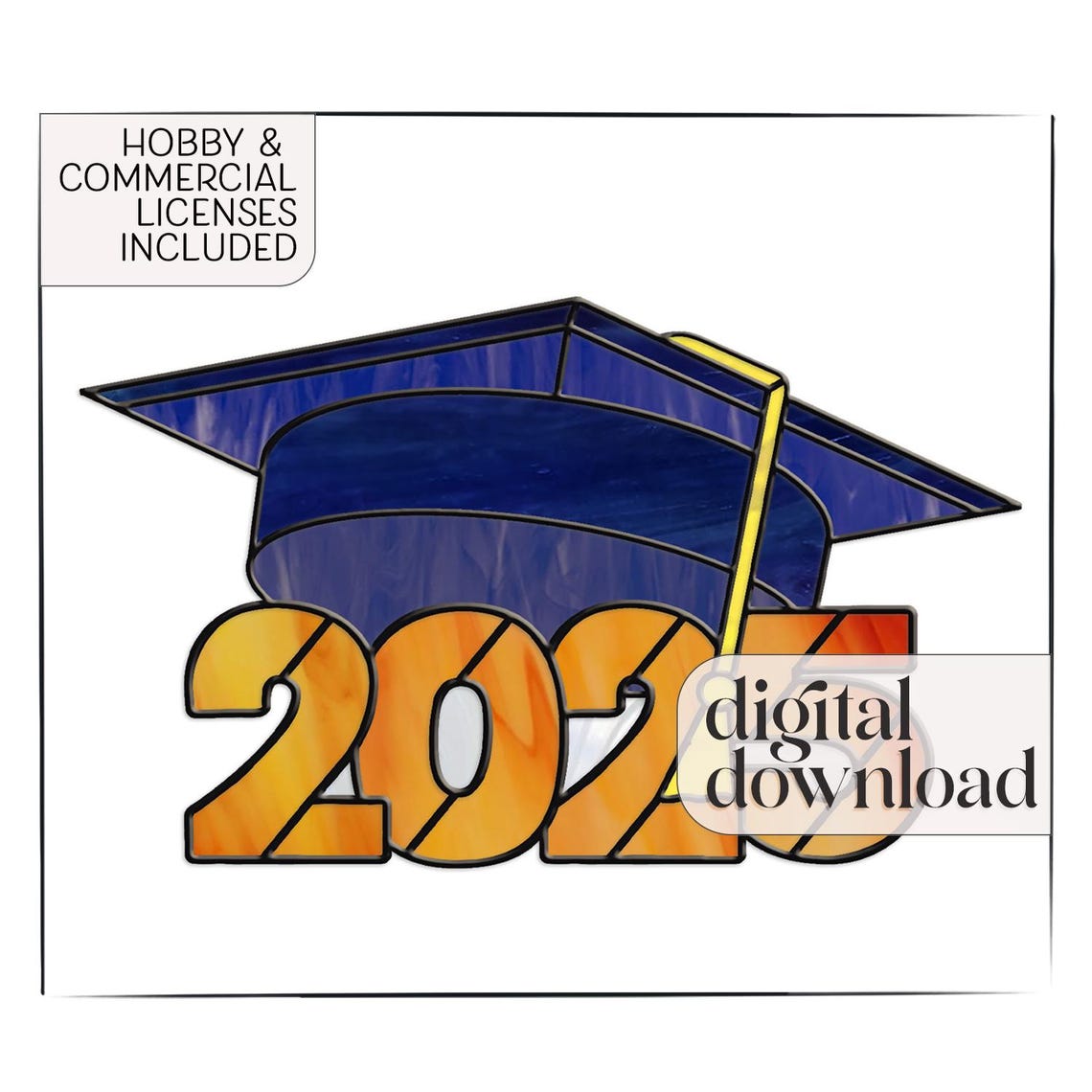Stained Glass Graduation Cap Pattern: Class of 2025 Gift (digital ...