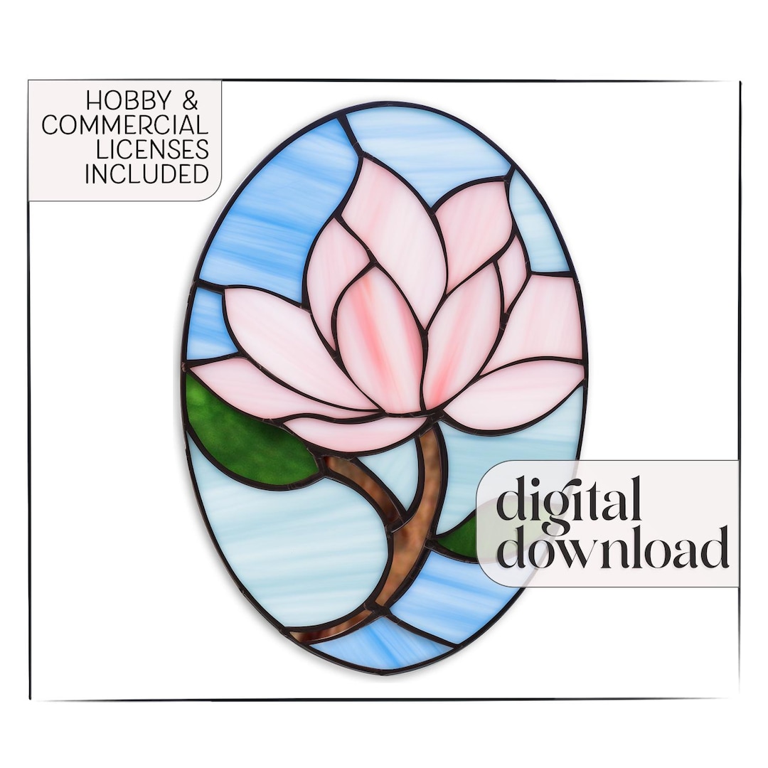 Magnolia Stained Glass Pattern & PNG, Digital Download, Magnolia ...