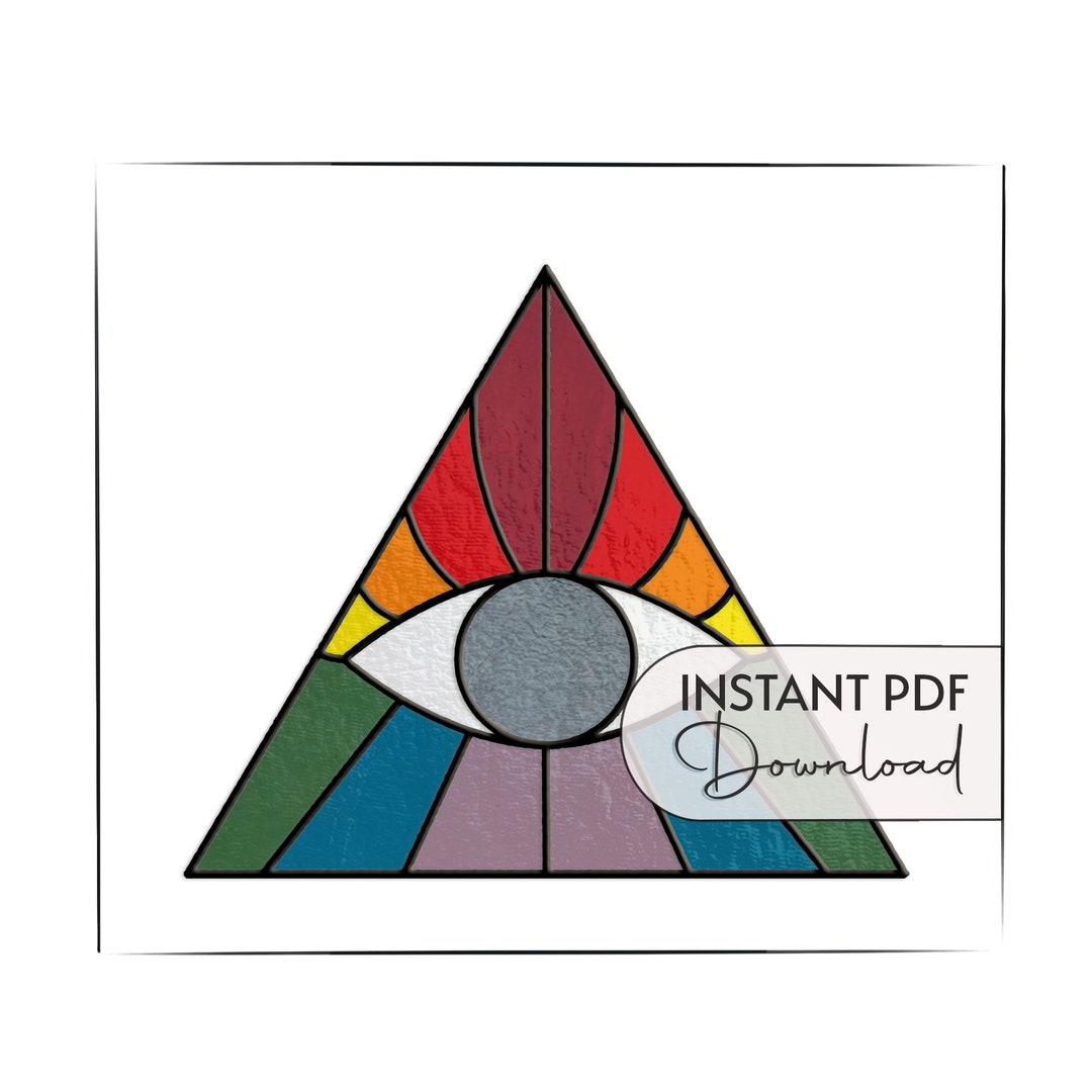 Stained Glass Triangle Eye Geometric Pattern, Modern Stained Glass ...