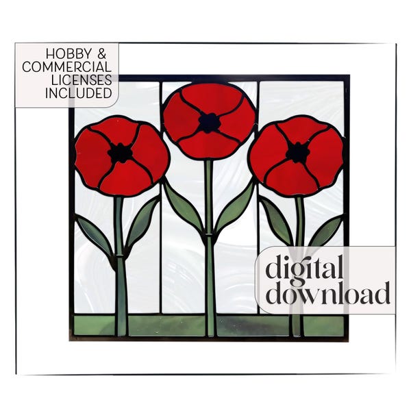 Stained Glass Poppy - Etsy
