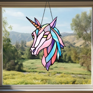 Unicorn Stained Glass Pattern, Digital Download, Stain Glass Unicorn ...