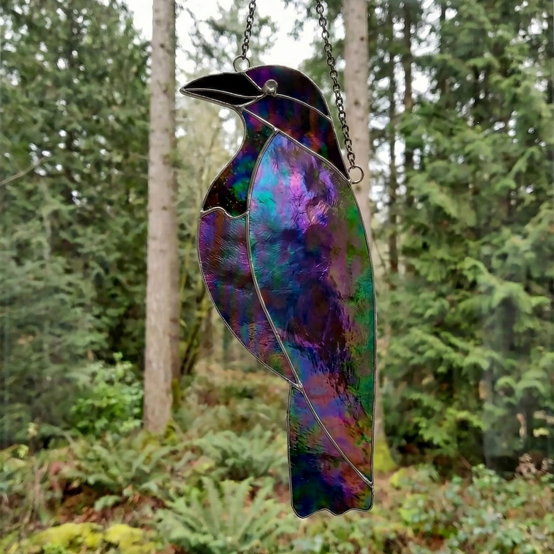 Raven Stained Glass Pattern: Blackbird Window Hanging (PDF & PNG) - Etsy