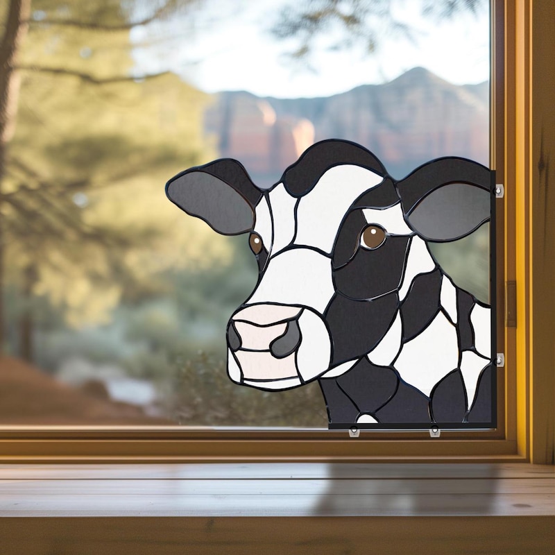 Stained Glass Cow - Etsy