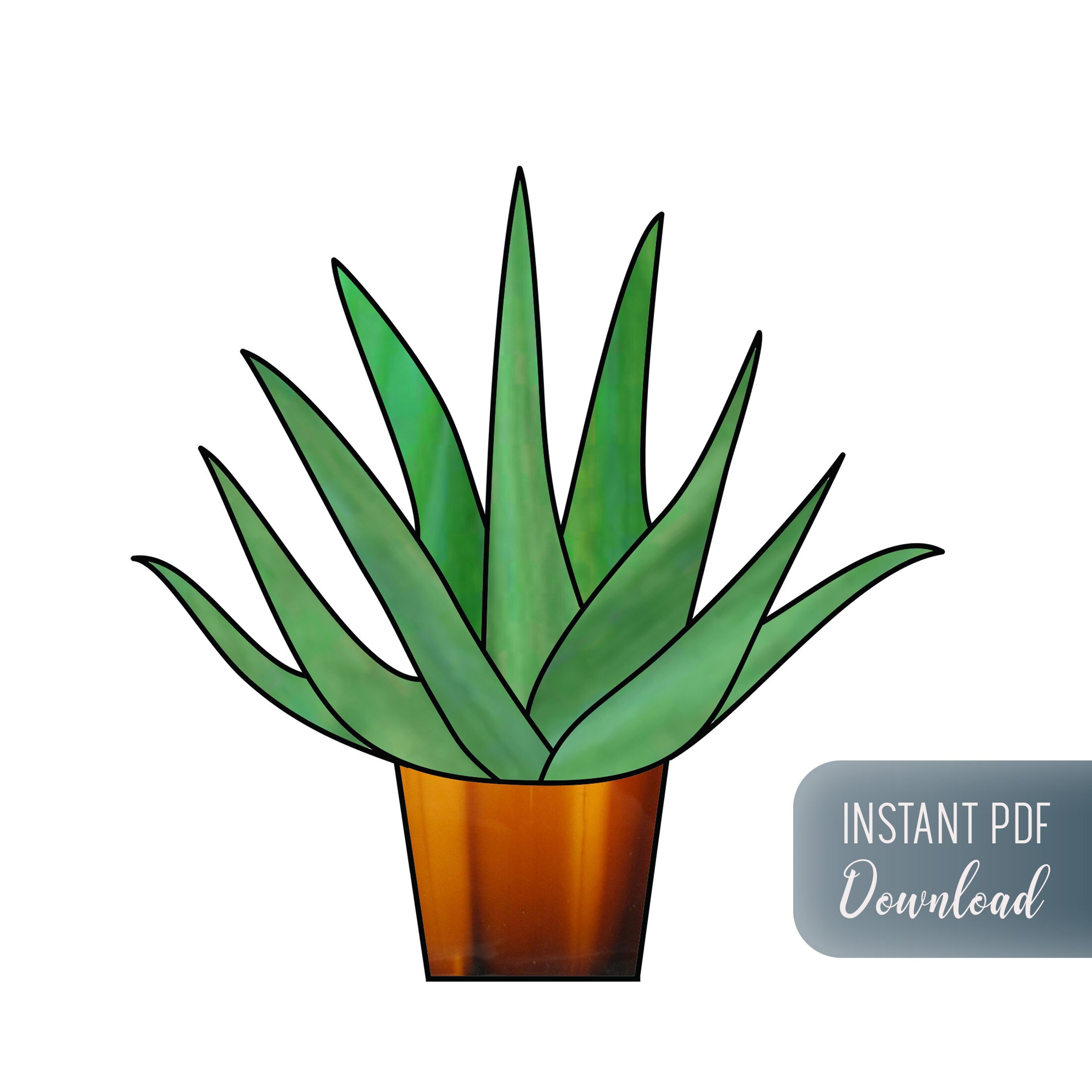 Beginner Stained Glass Plant Stake Pattern Cactus Stained - Etsy