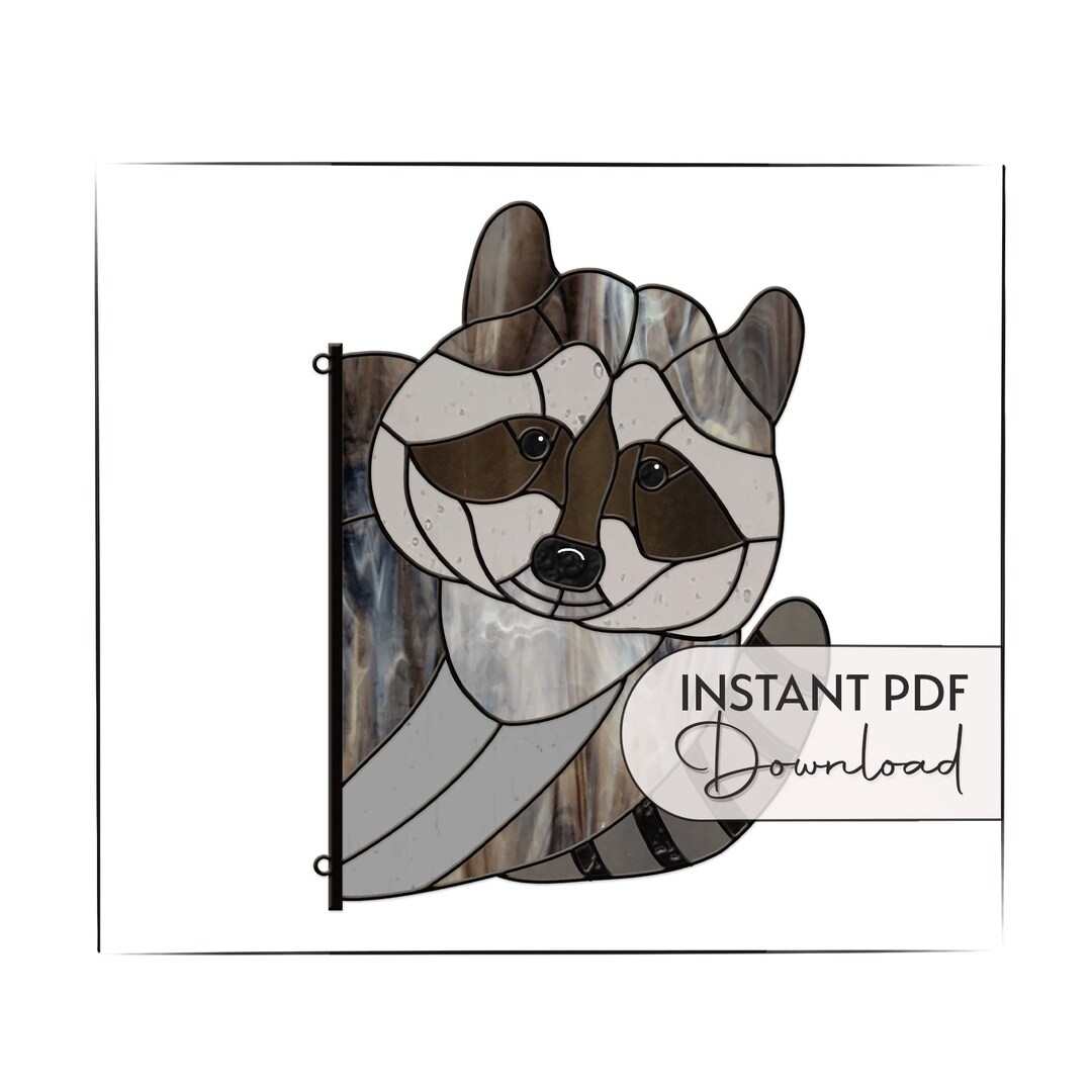 Stained Glass Raccoon Pattern, Digital Pattern to Download, Raccoon ...