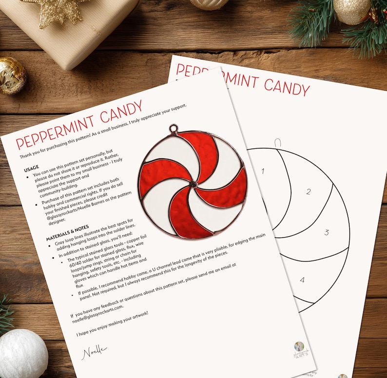 Peppermint Candy Stained Glass Pattern: Round Holiday Suncatcher (PNG ...