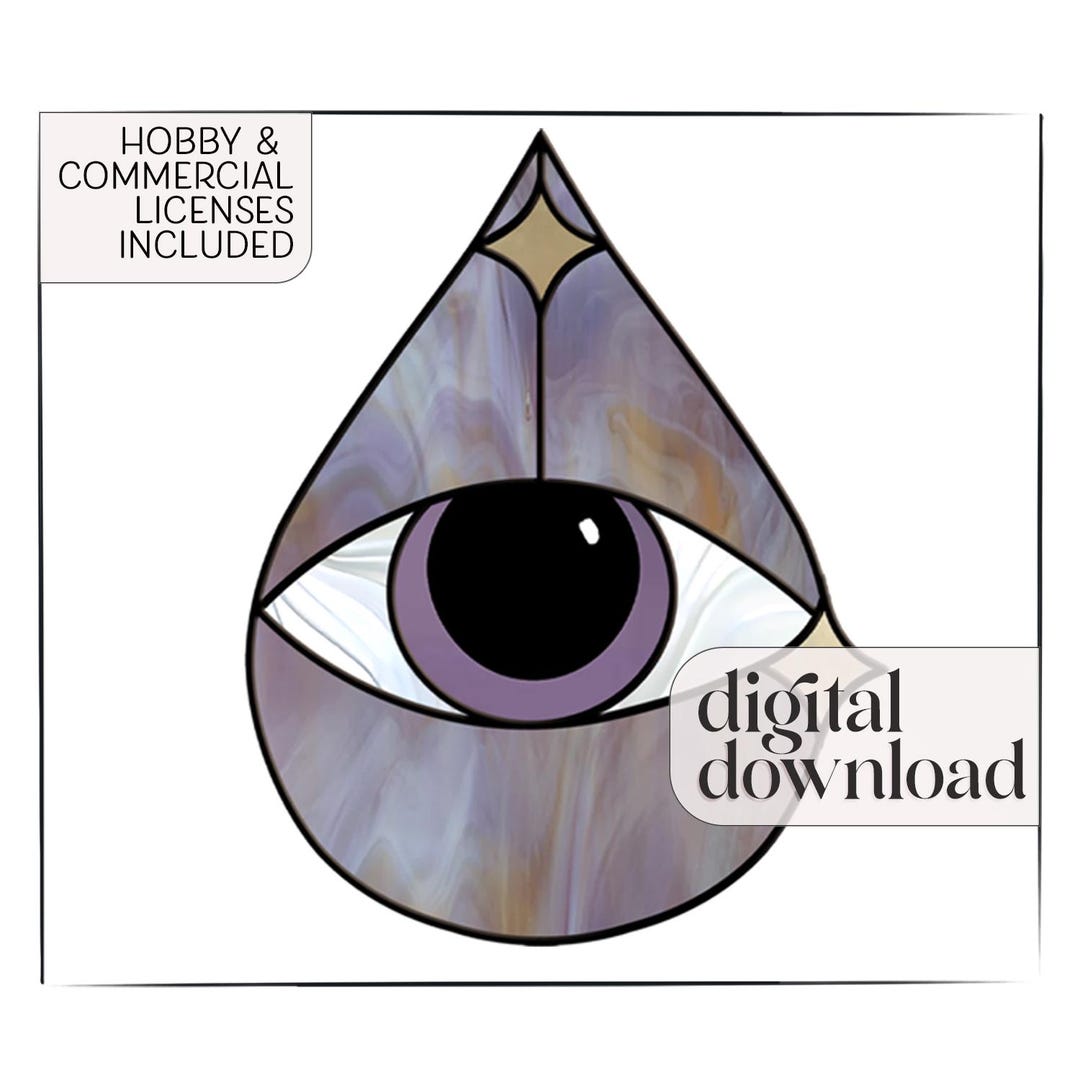 Eye Stained Glass Pattern & PNG, Rain Drop Stained Glass Patterns ...