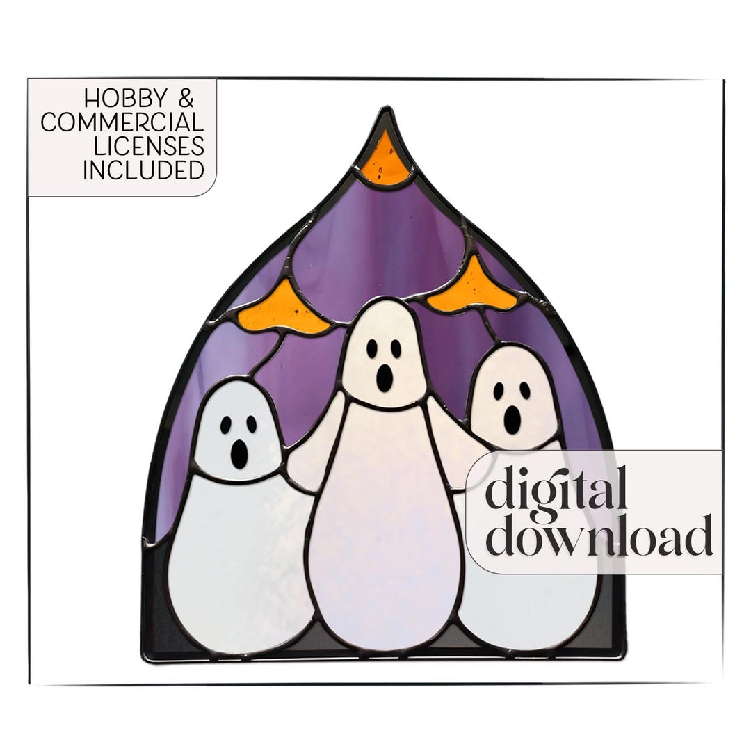 Three Ghosts Stained Glass Pattern, Halloween Sun Catchers Pattern ...
