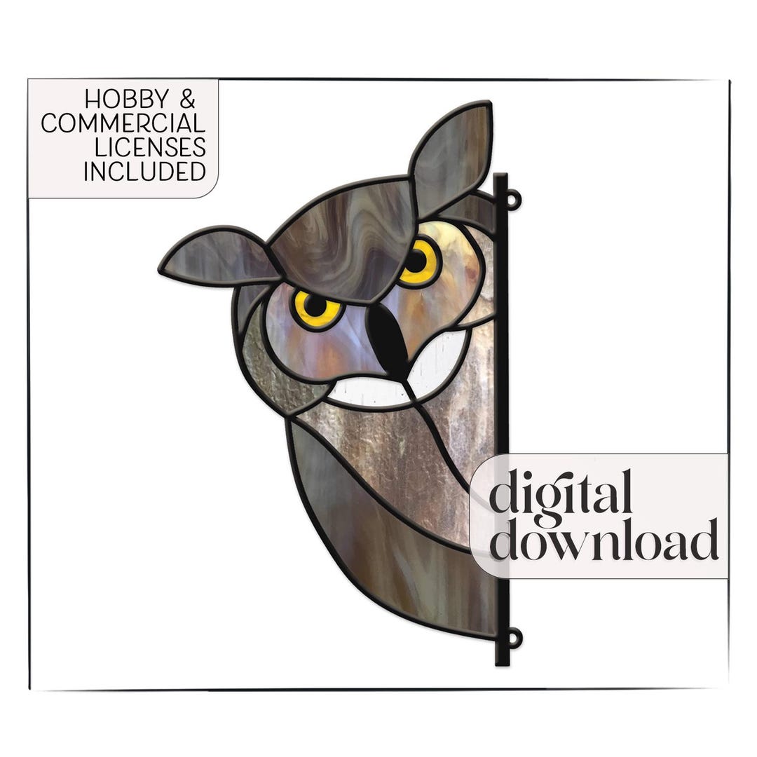 Stained Glass Owl Pattern: Suncatcher Template PDF & PNG - Etsy