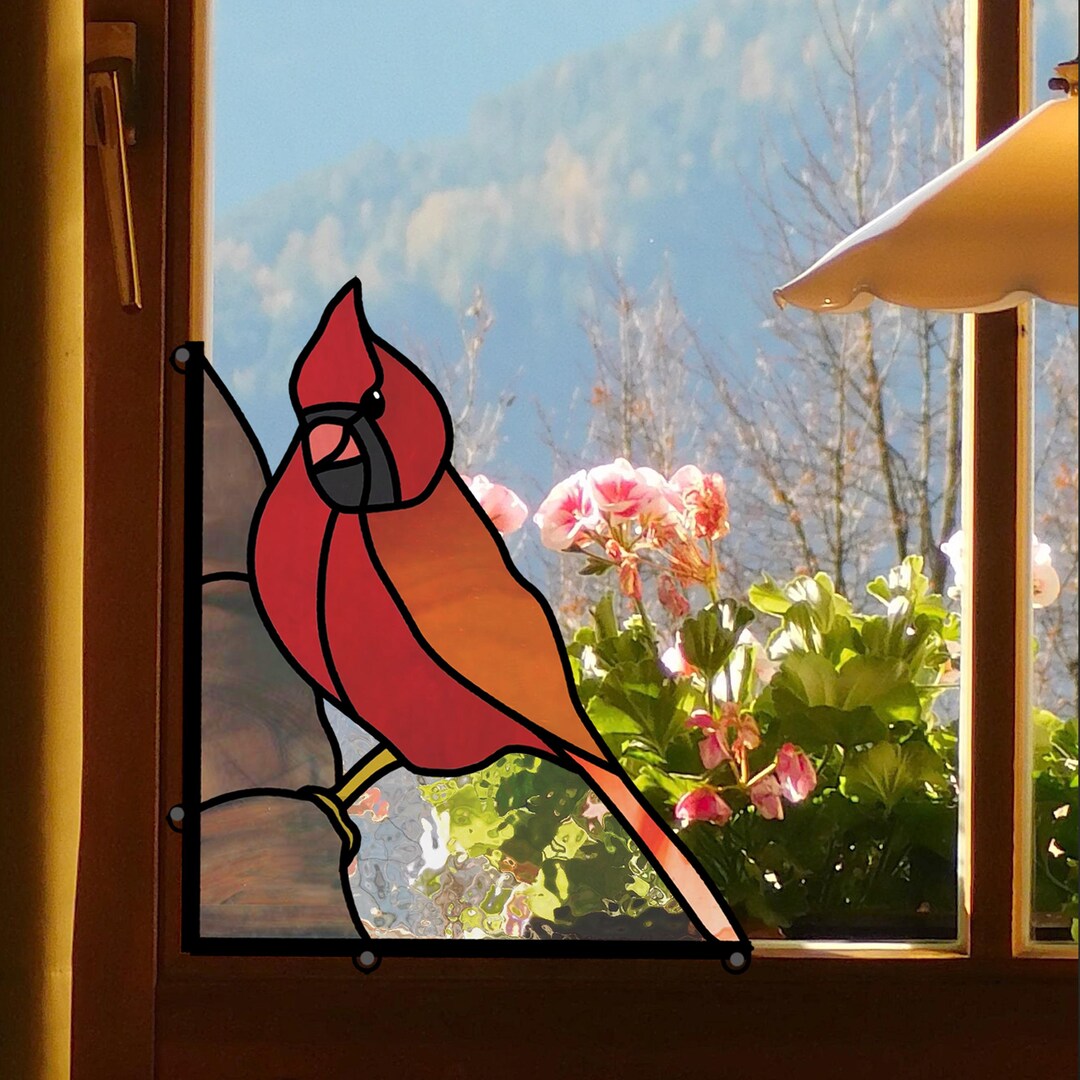 Cardinal Stained Glass Pattern: Bird Suncatcher Template (PDF & PNG ...
