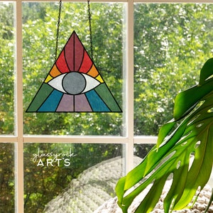 Stained Glass Triangle Eye Geometric Pattern & PNG, Modern Stained ...
