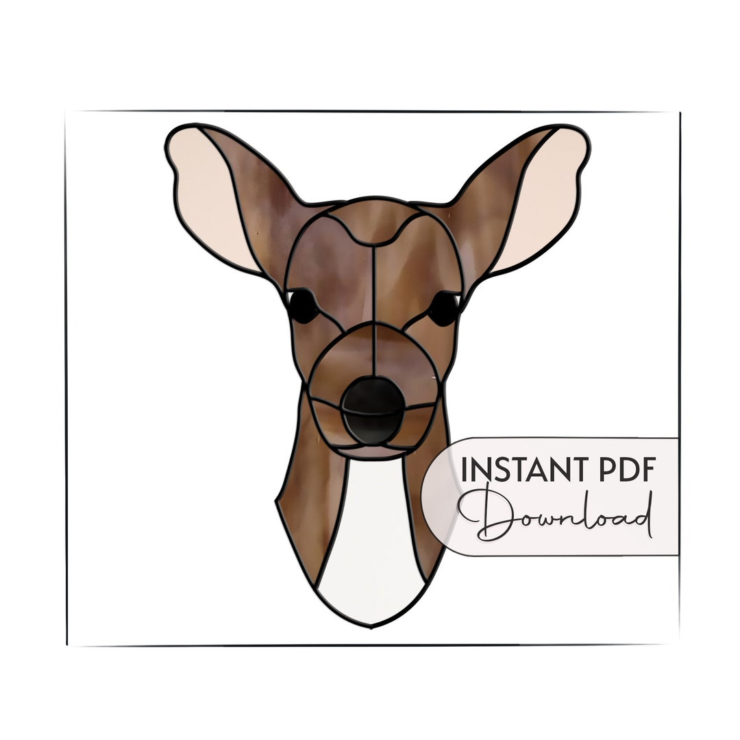 Deer Stained Glass Pattern DIY Suncatcher Template for Animal Lovers ...