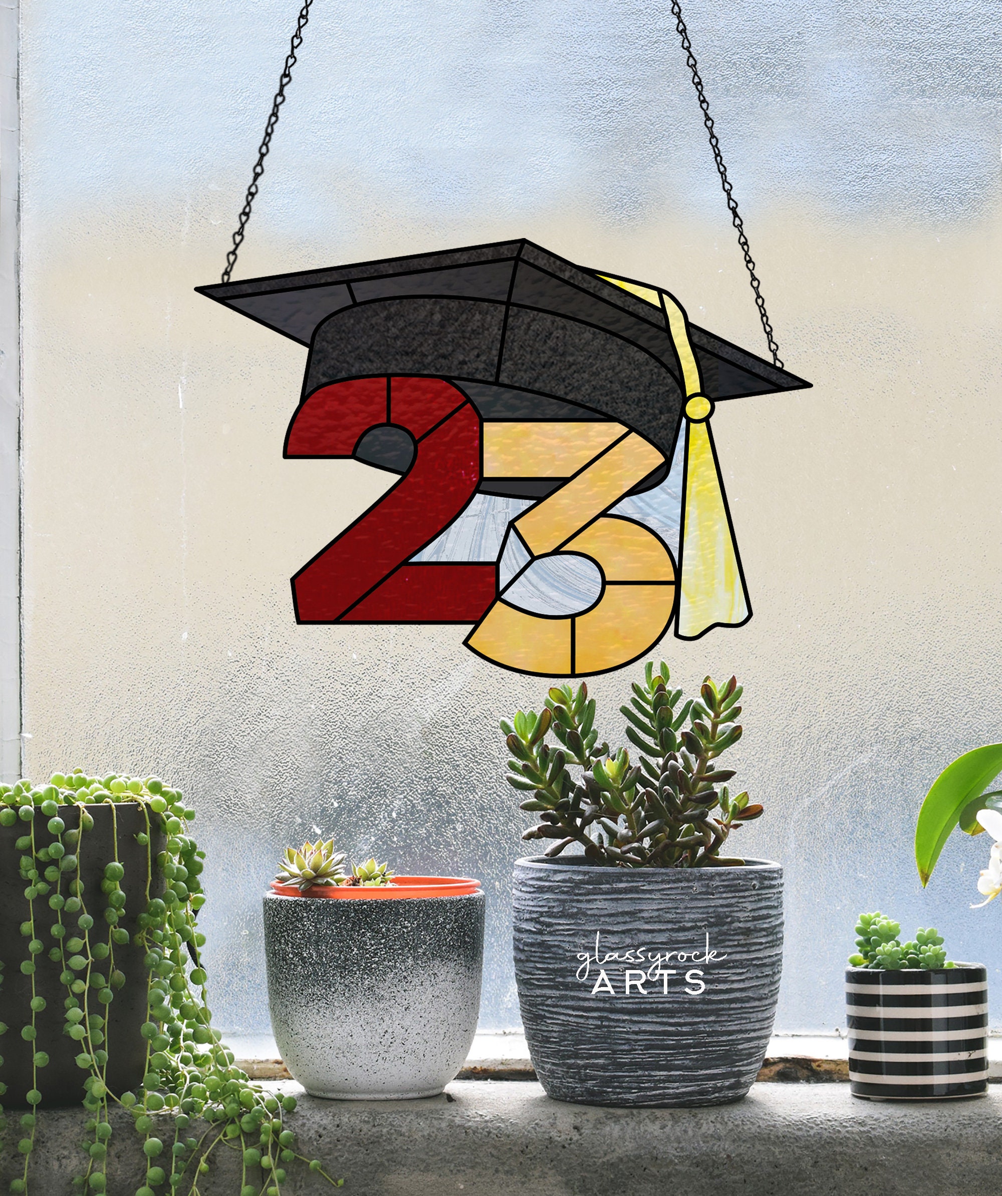 Stained Glass Graduation Cap Pattern: Class of 2023 Gift (digital ...