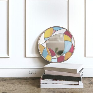 Round Organic Stained Glass Mirror Pattern, Round Stained Glass ...