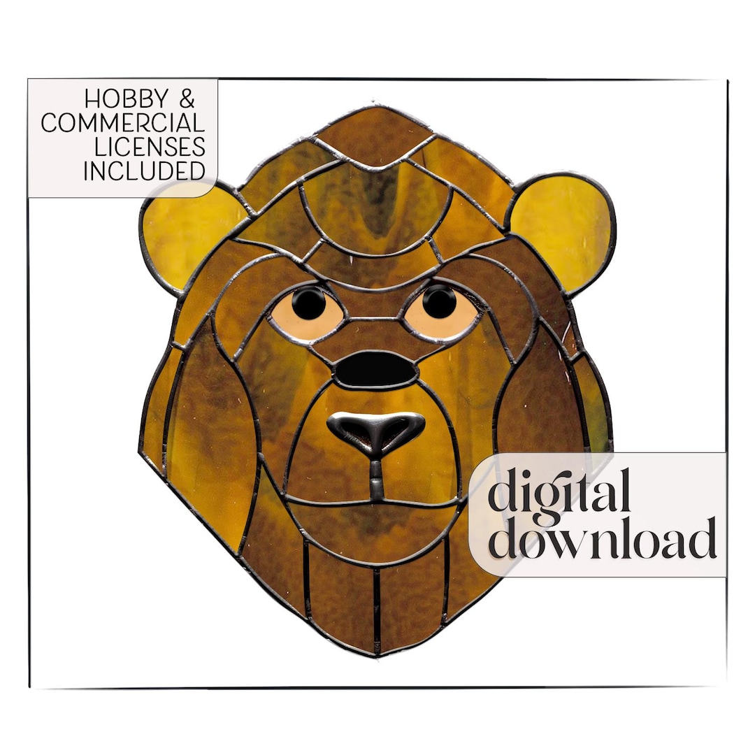 Gorilla Stained Glass Pattern, Digital Pattern Download, Stained Glass ...