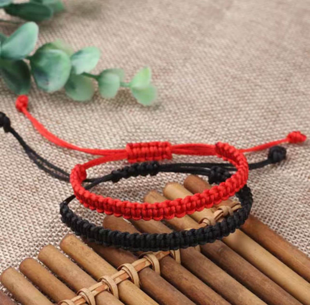 Set of 2 Custom Handmade String Cord Friendship Lucky Rope Knots ...