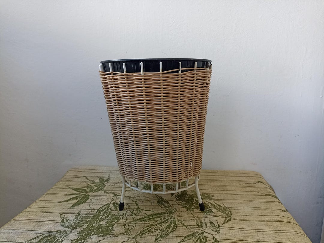 Retro Mid Century Atomic Plant Stan Bin Woven - Etsy