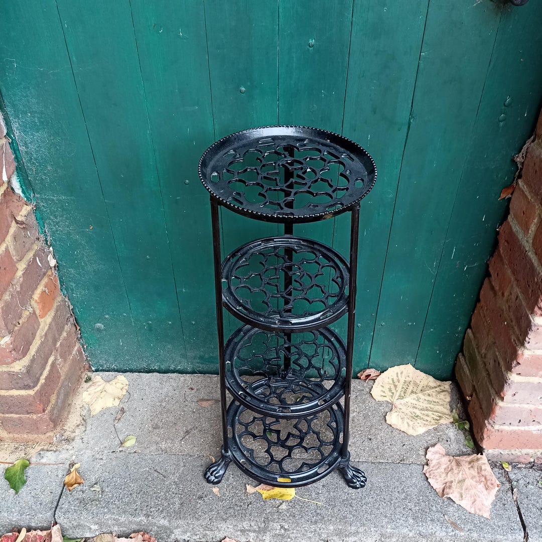 Cast Iron Black Saucepan 4 Tier Rack Stand - Etsy UK