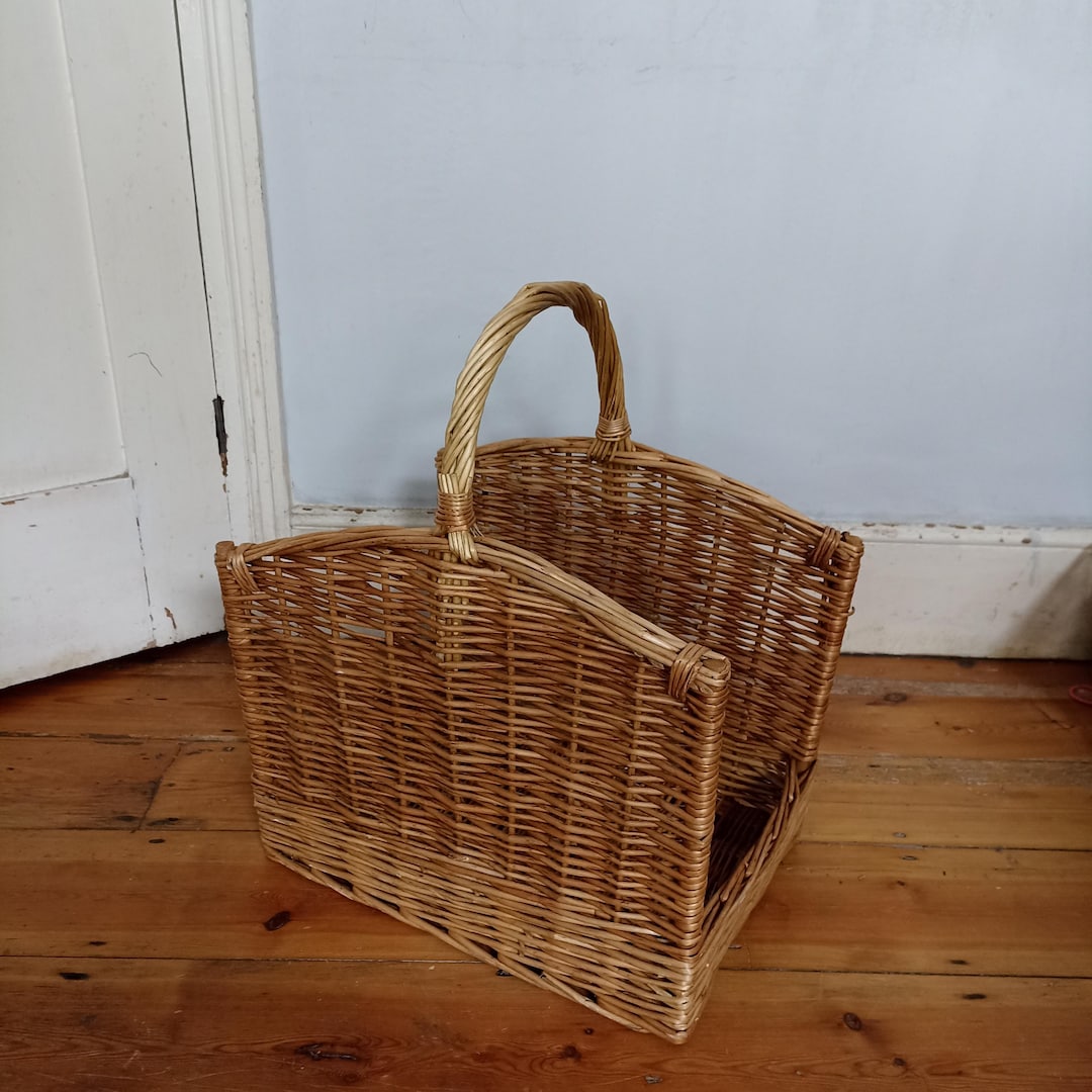 Vintage Wicker Log Storage Basket - Etsy
