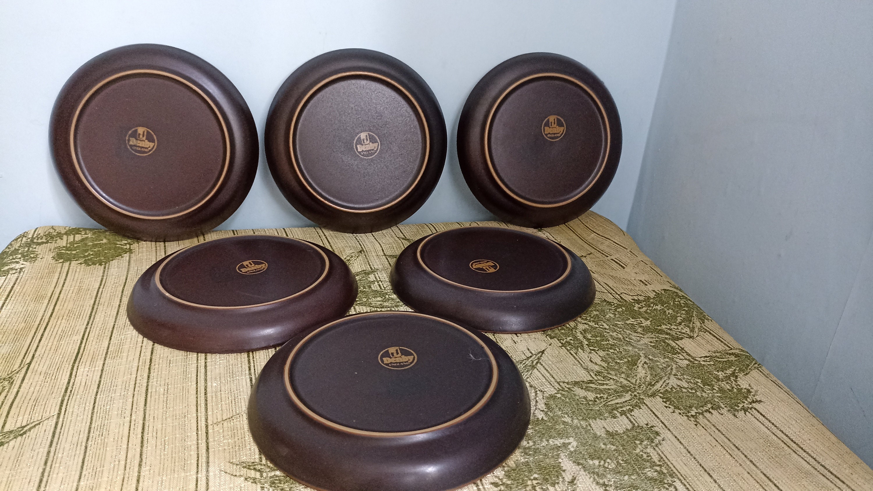 1960s Denby Arabesque Tea Plates, Retro Denby Stoneware Plates, Vintage ...