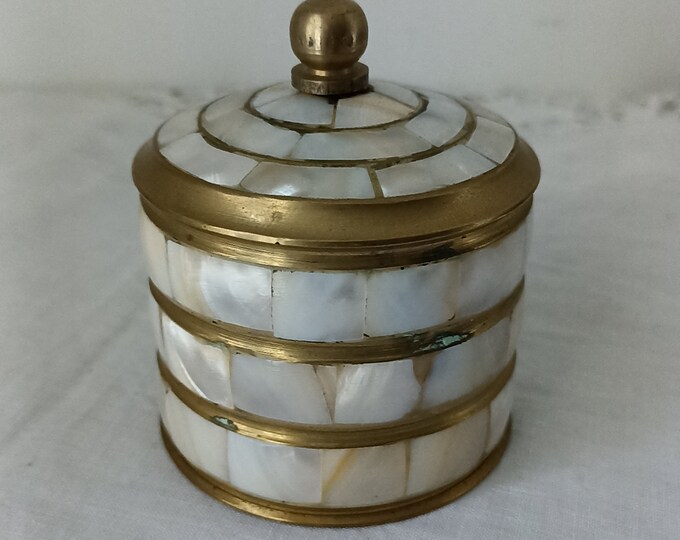 Vintage Brass Box, Mother of Pearl Trinket Box, Decorative Brass ...