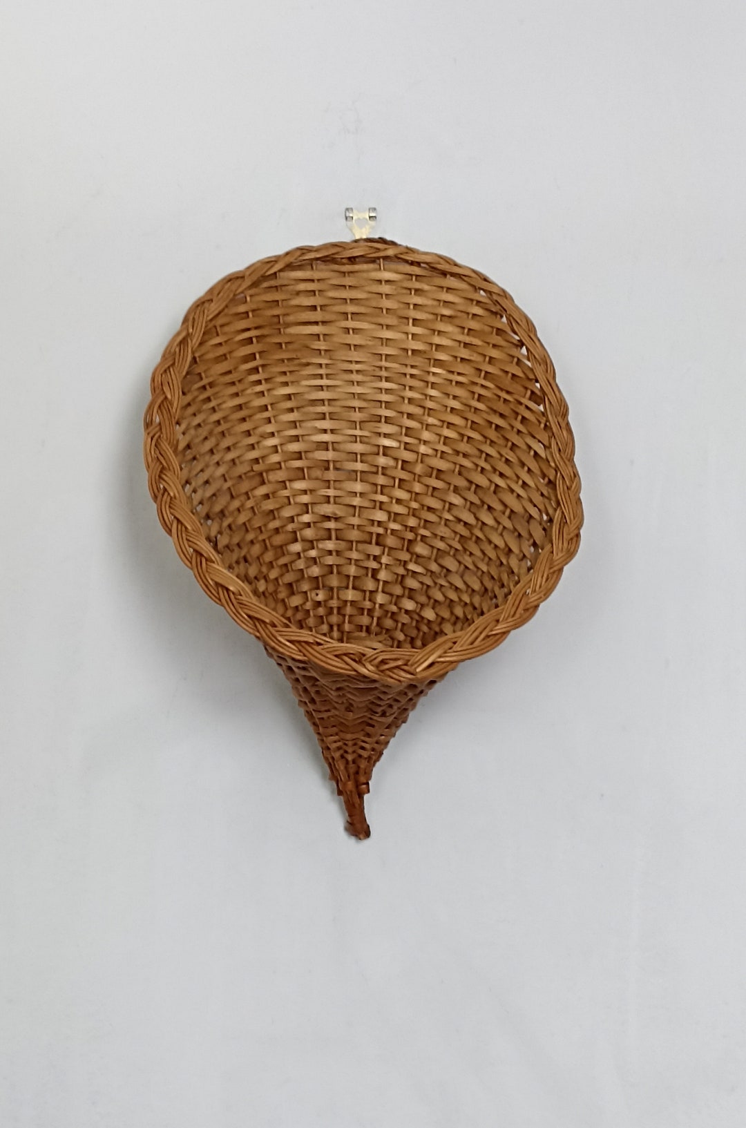 Vintage Wicker Cornucopia Hanging Wall Basket Planter | Woven Horn of ...
