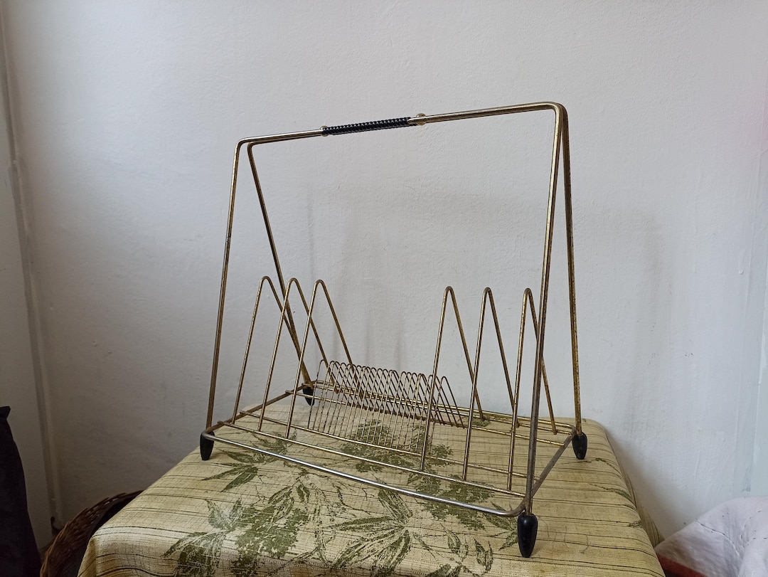 Vintage Retro Mid Century Atomic/sputnik Record Rack Brass - Etsy