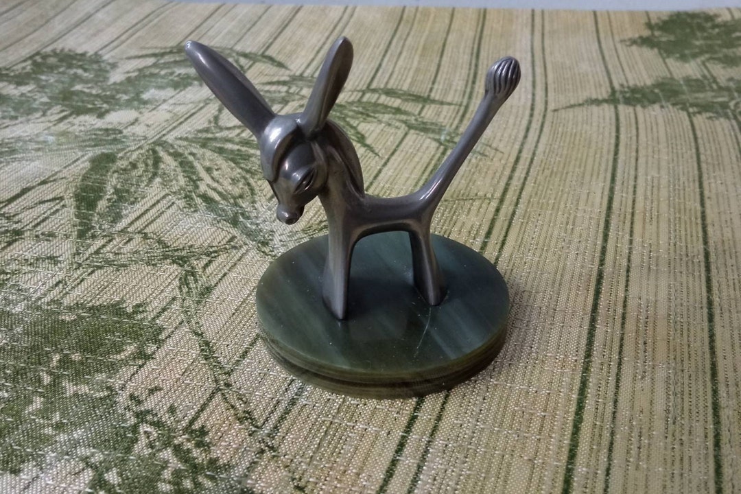 Seba - Vintage Silver Plated Donkey Ring Holder Green Base Ornament - Etsy