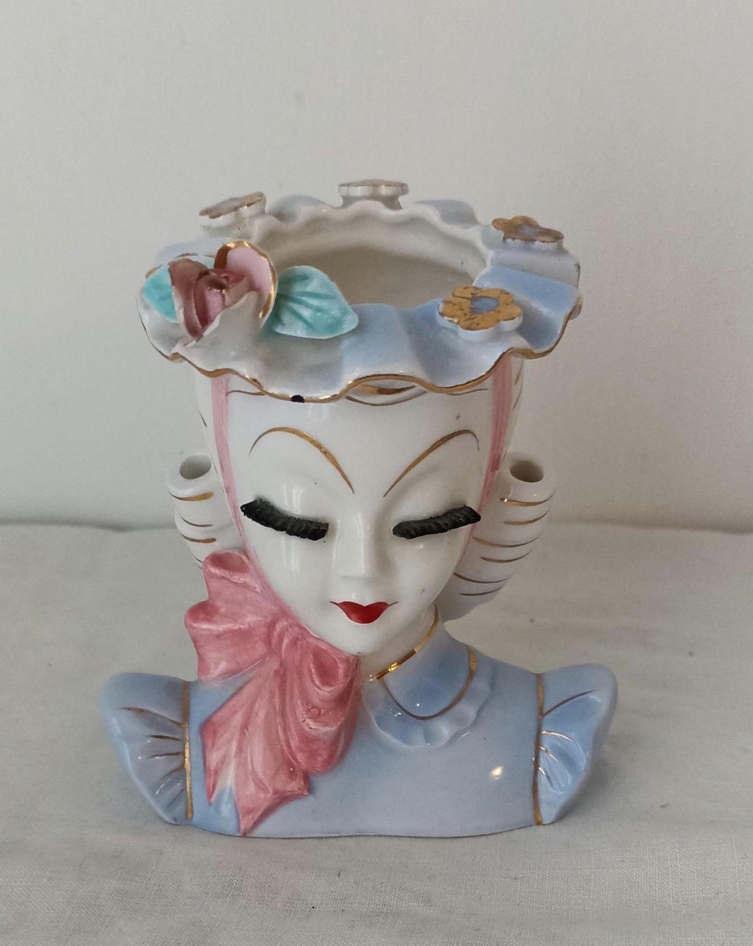 Vintage Lefton Barbara Lady Head Vase - Etsy