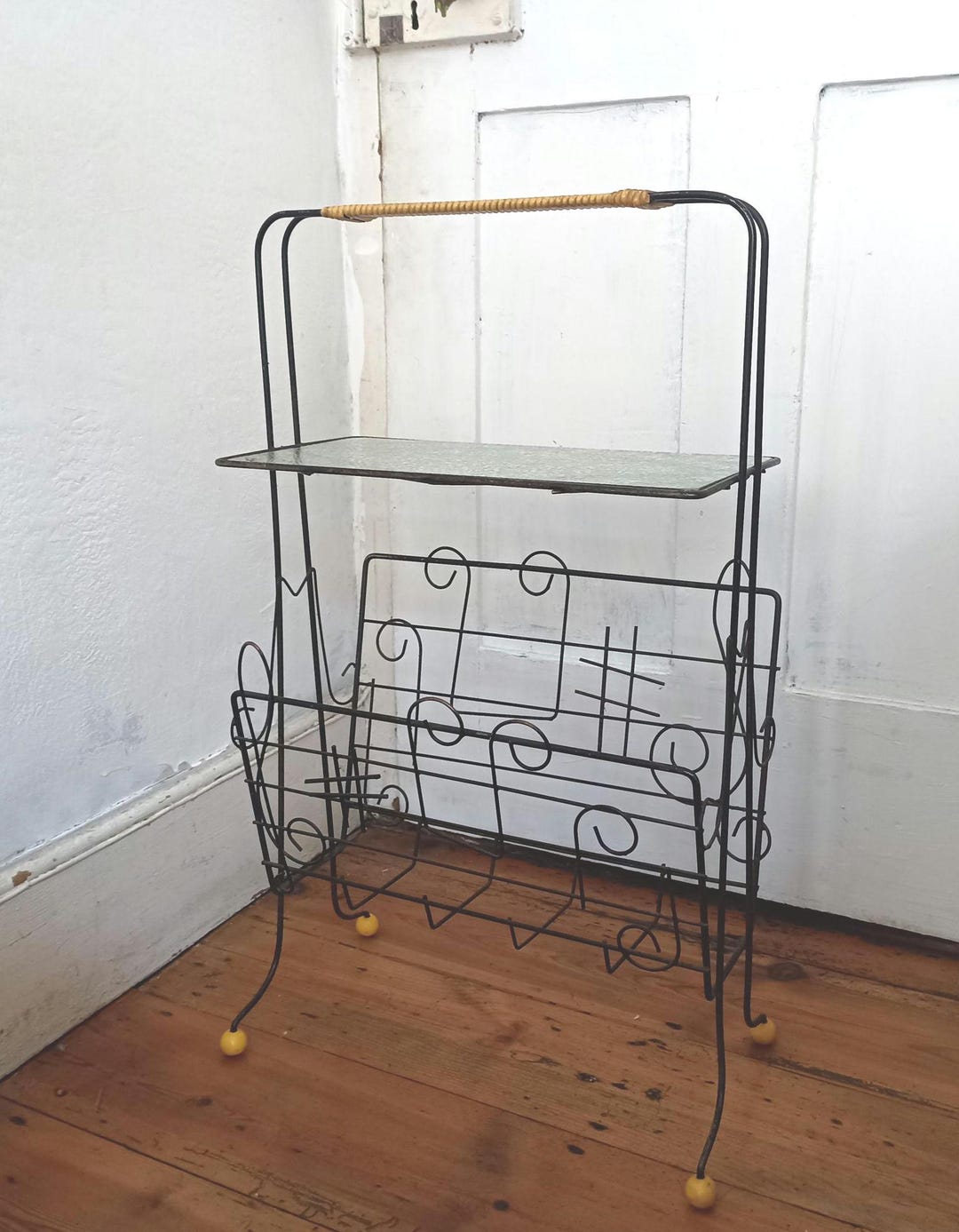 Vintage Retro Magazine Rack Wired Rack With Musical Notes Mid Century ...