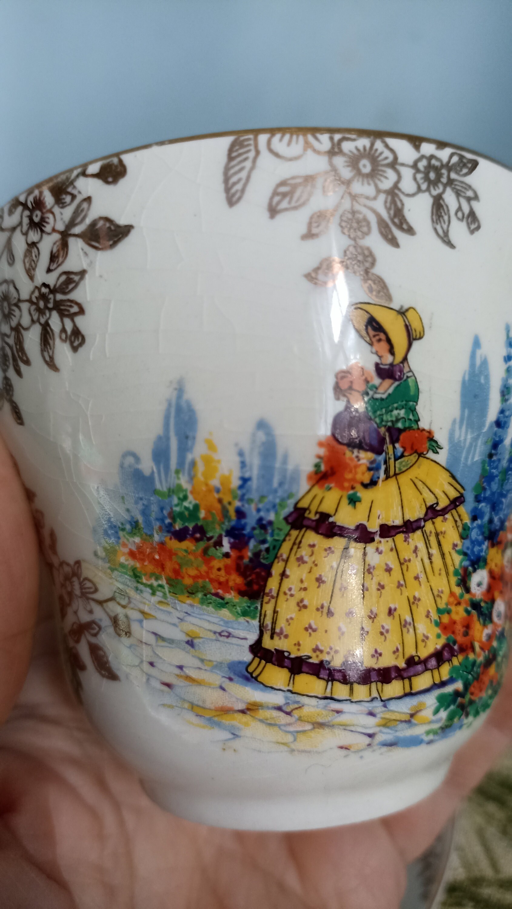 Vintage Crinoline Lady Set 2 Cups Saucers - Etsy