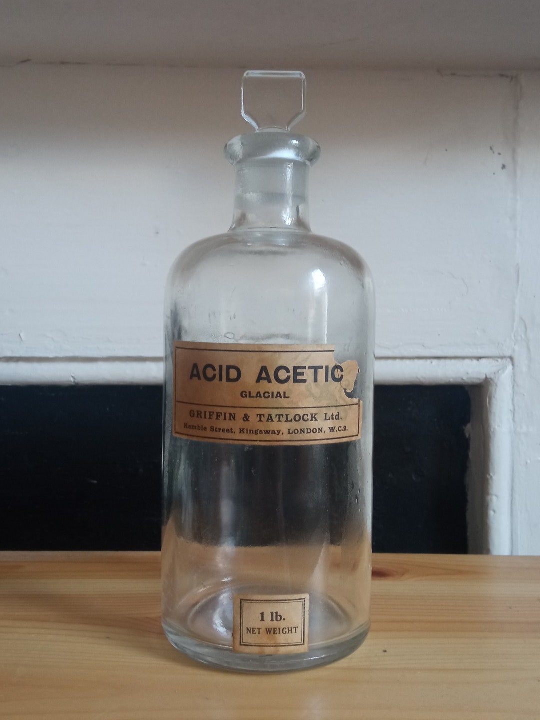 Antique Bottle Apothecary. Acid Acetic.griffin & Tatlock Ltd. - Etsy