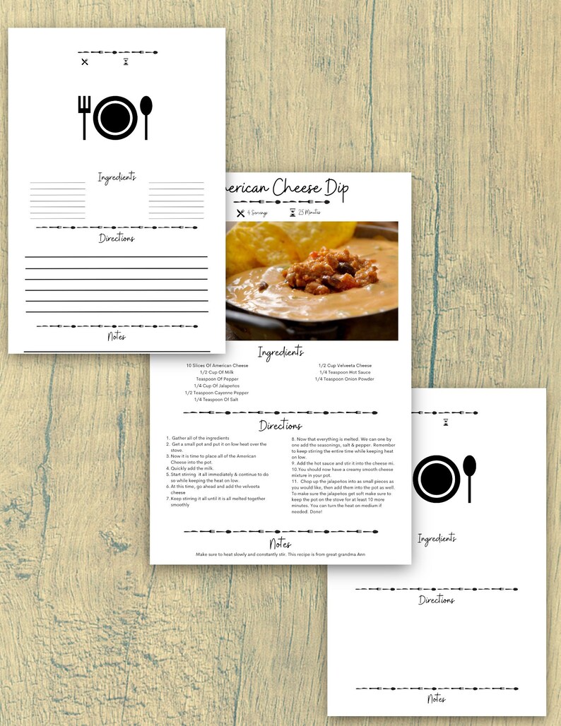 Printable Recipe Card Template Editable Cookbook Cards - Etsy