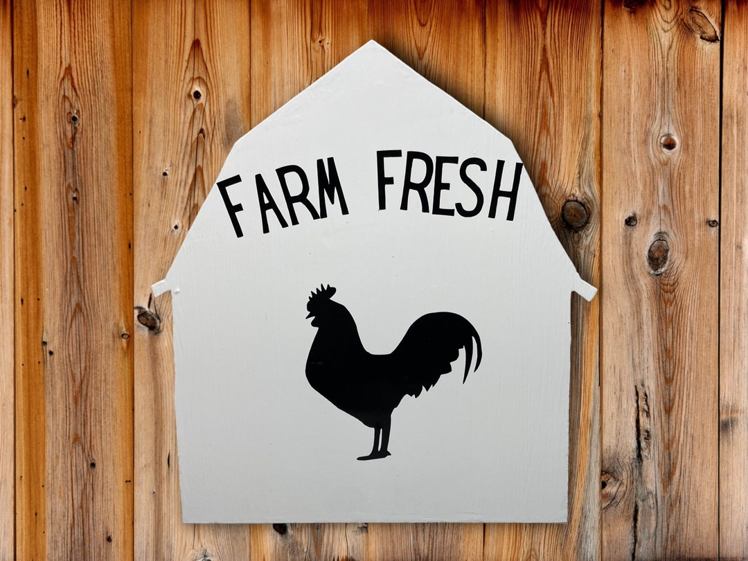 Modern Rustic Farm House Sign, Farm Fresh Barn With Rooster Home Decor ...
