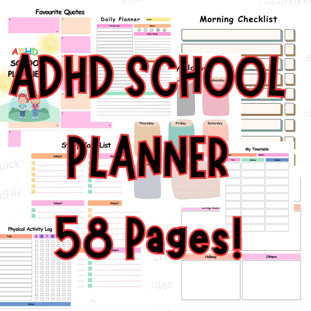 Printable ADHD Student School Planner (PDF - Instant Download) - Etsy