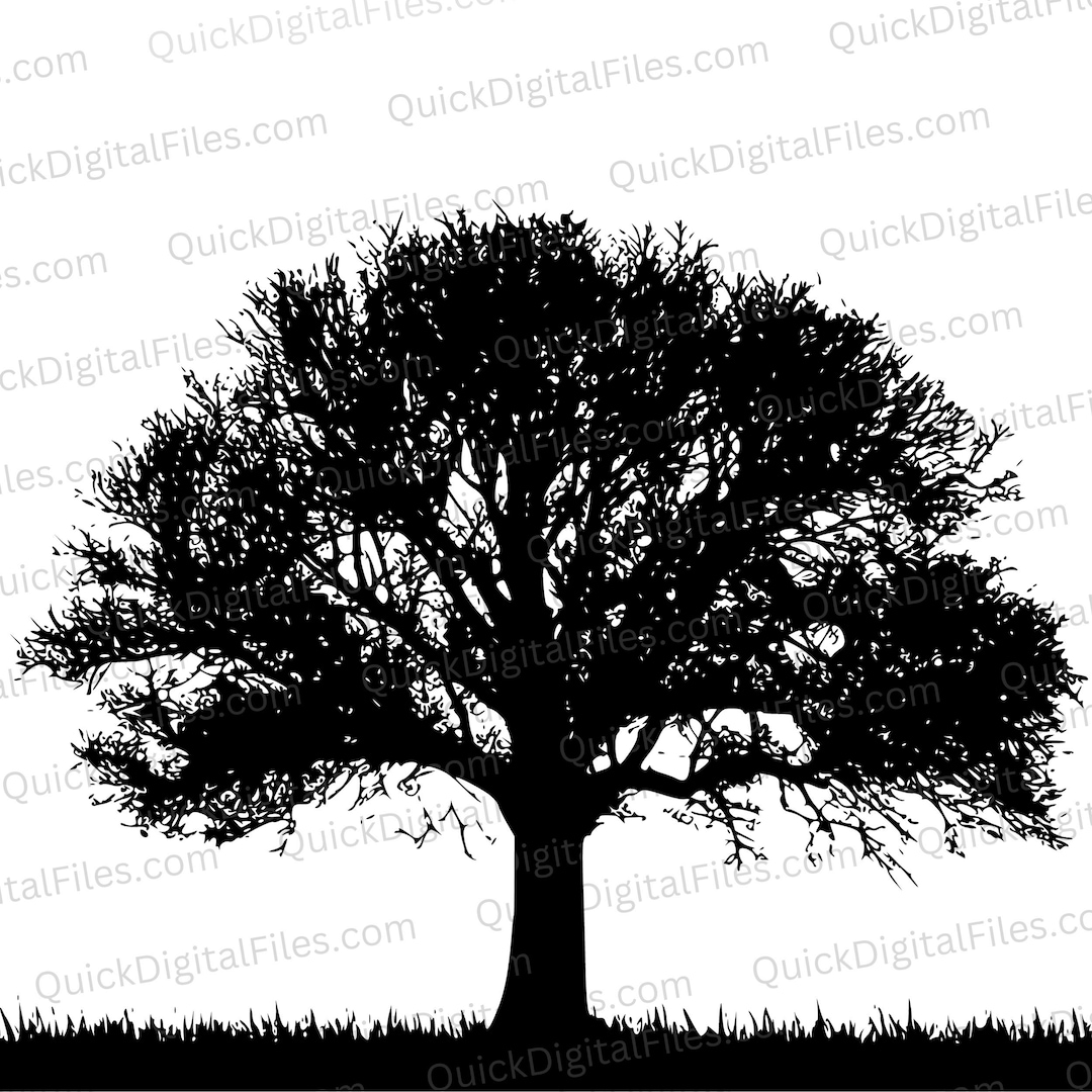 Oak Tree Silhouette Graphic Digital Download - SVG PNG JPEG Pdf - Etsy