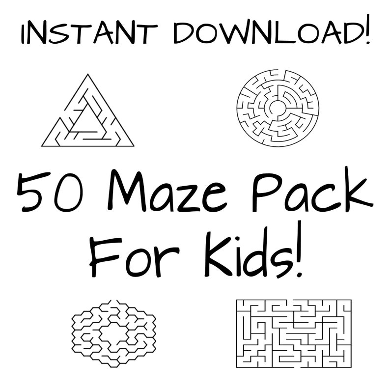 KIDS 50 MAZE Pack Printable Maze Games Book Maze Puzzles for | Etsy