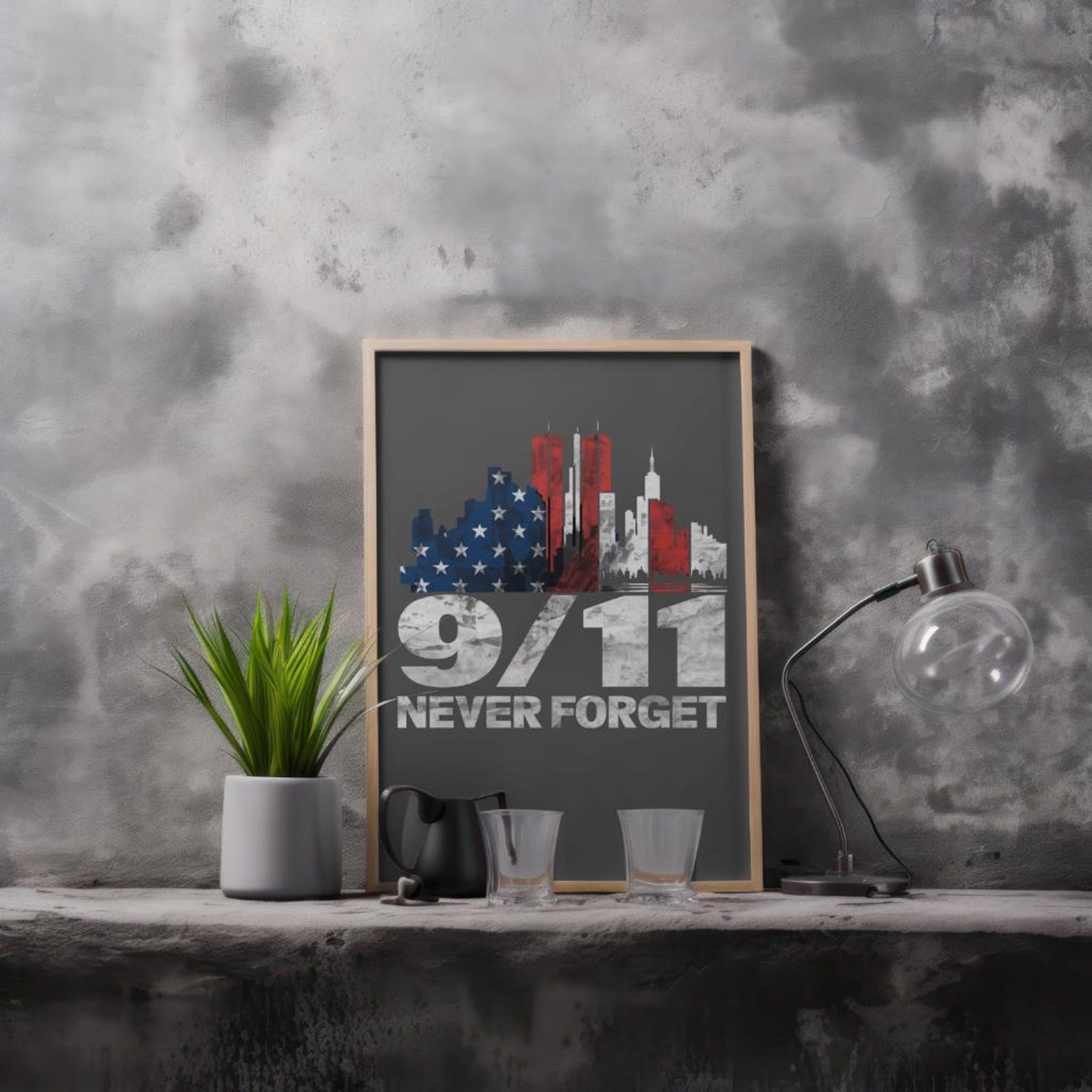 9/11 Never Forget Twin Towers Skyline | Patriotic Memorial Design (PNG ...