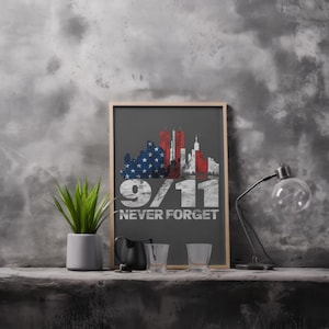 9/11 Never Forget Twin Towers Skyline | Patriotic Memorial Design (PNG ...