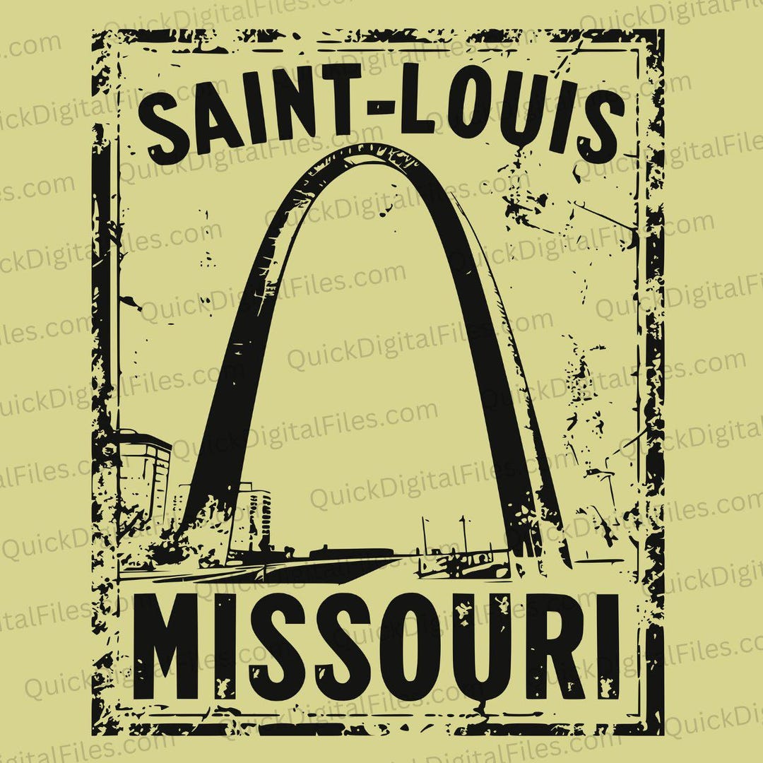 Saint Louis Gateway Arch Graphic | Bold Grunge Style Design (digital ...