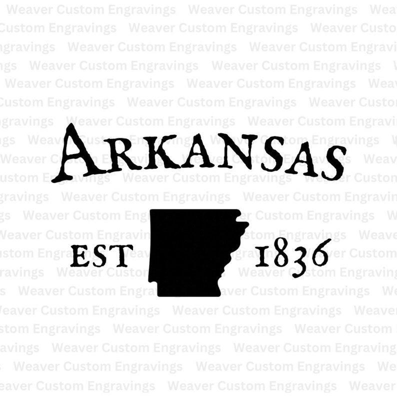 Arkansas State Outline With Established Date 1836 SVG PNG, Arkansas ...